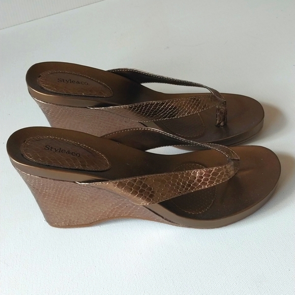 Style & Co. | Shoes | Bronze Wedge Style Co New | Poshmark